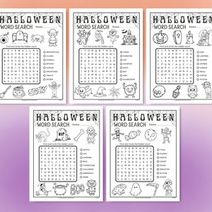5-page Halloween Word Search for Kids; Printable Word Search Pages ...