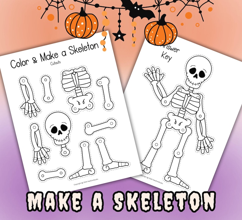Make a Skeleton Craft for Kids; Skeleton Cut Out; Halloween Cut and ...