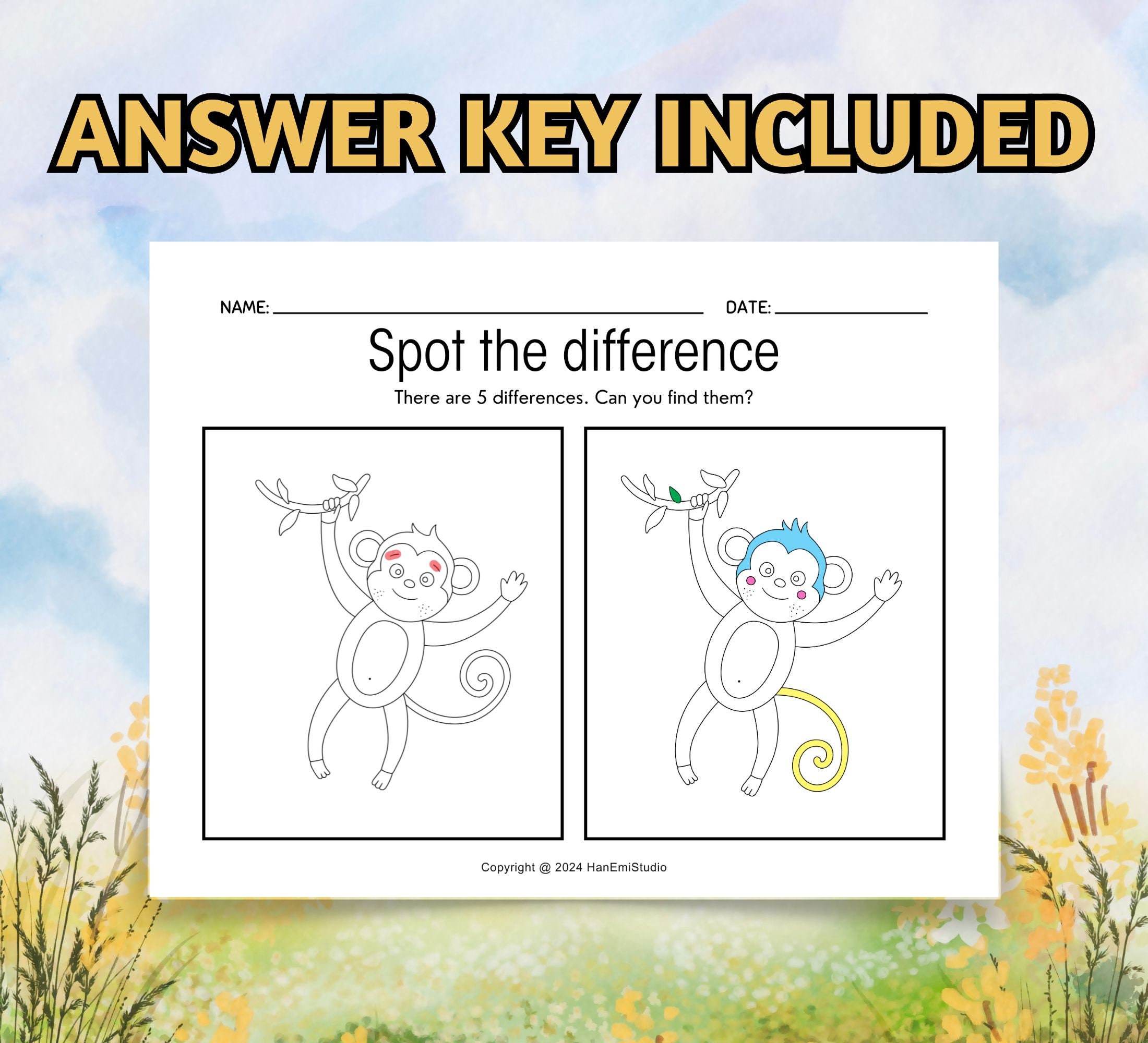 10 Easy Spot the Difference Worksheets for Prek and Kindergarteners ...