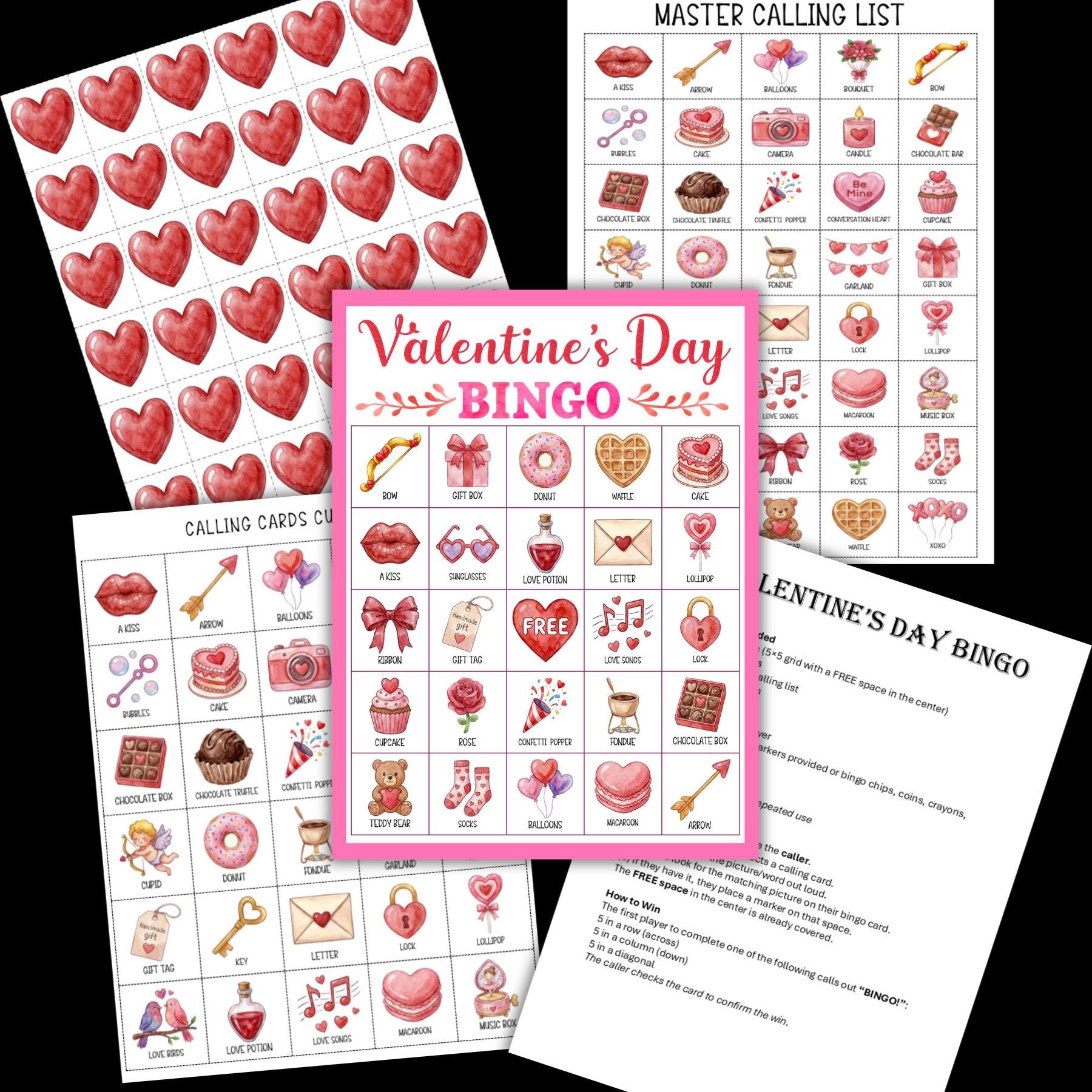 Valentine's Day Bingo Game for Kids; Printable Classroom Party Activity ...