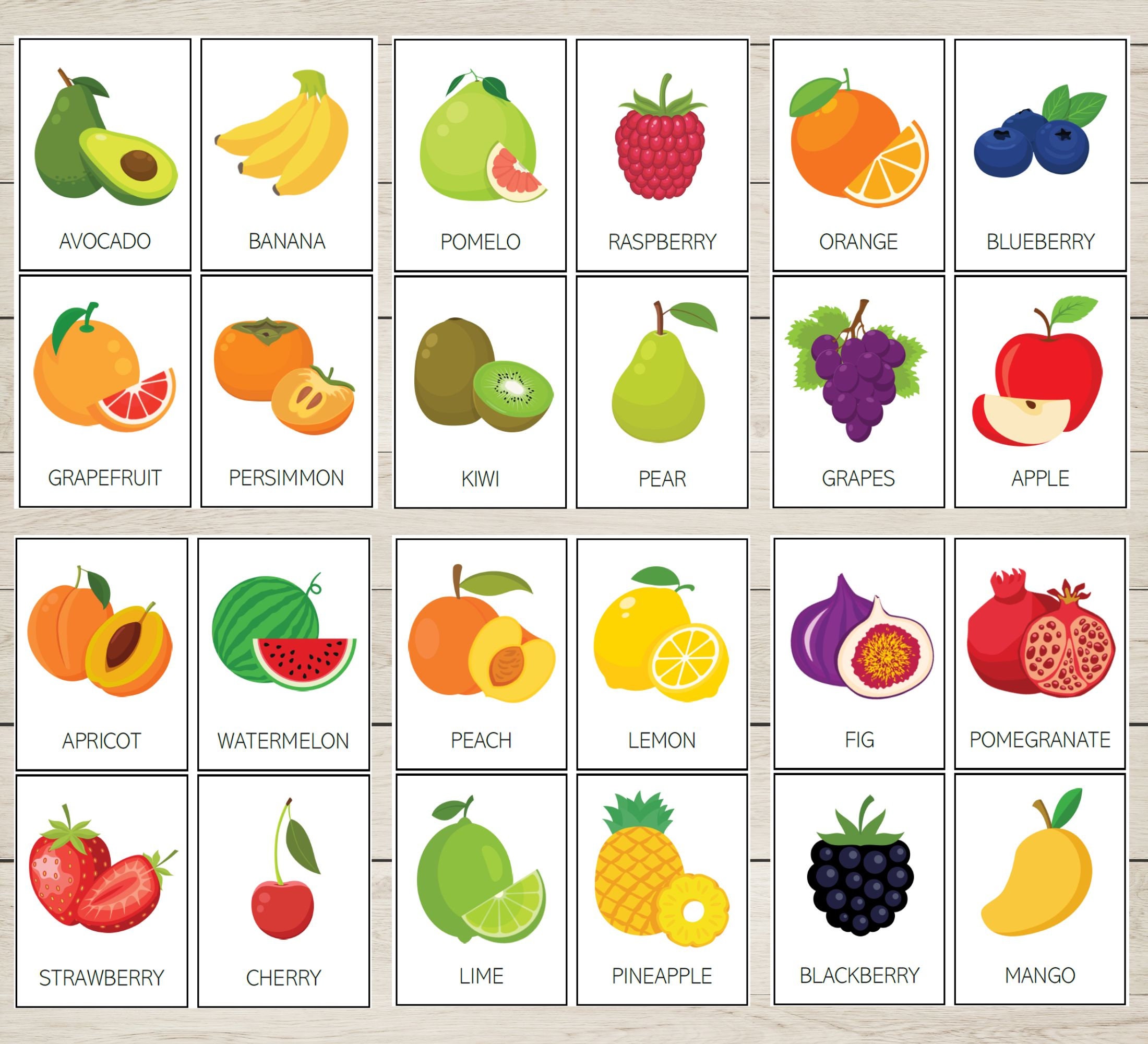88 Fruits and Vegetables Vocabulary Flashcards; Printable Kids Flash ...