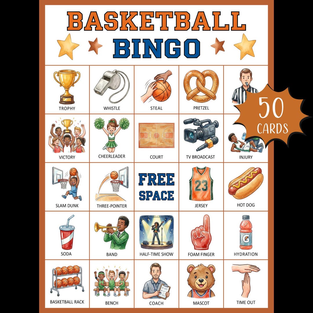 Basketball Bingo Game Printable; Sports Bingo Game; College Basketball ...