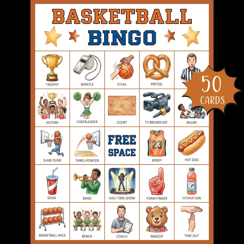 Basketball Bingo Game Printable; Sports Bingo Game; College Basketball ...
