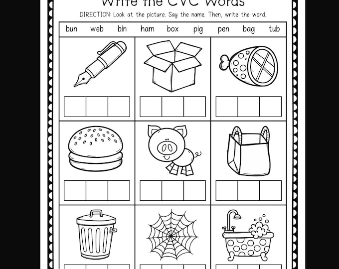 Short Vowel 'i' CVC Words Worksheets - Etsy Canada