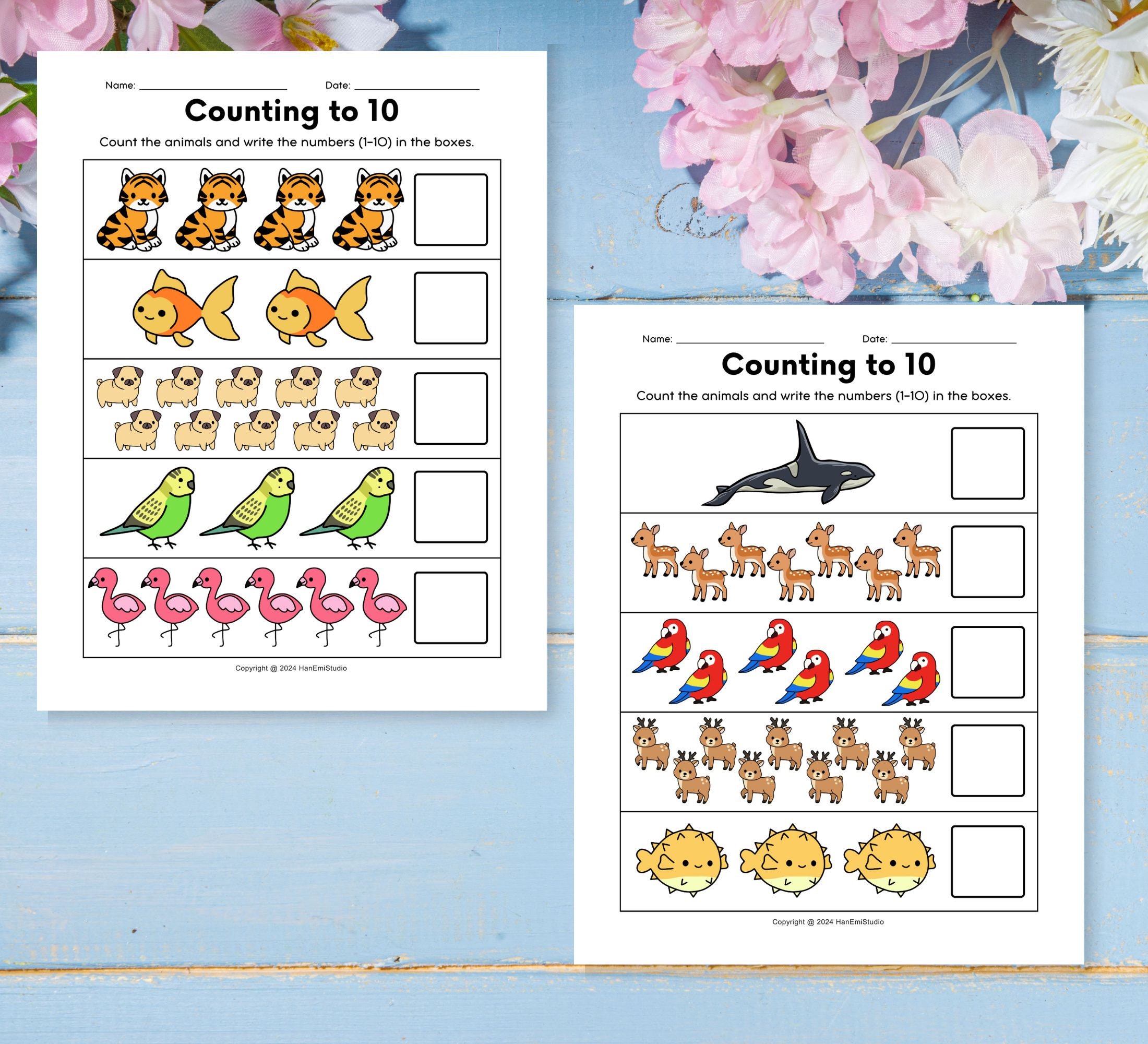 10 Counting Animal Worksheets Numbers 1 - 10; Counting Worksheets; Prek ...