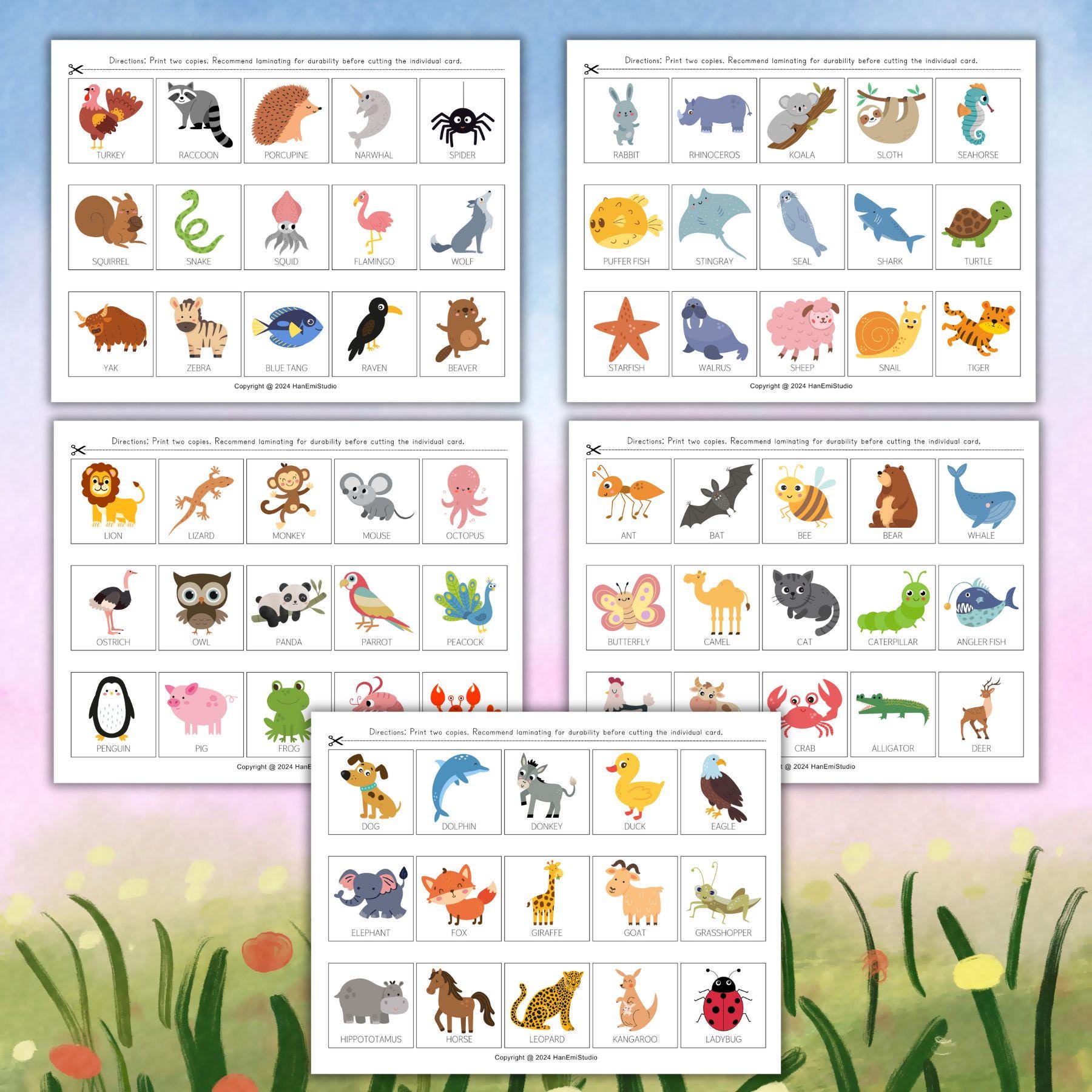 75 Pairs Animal Memory Game; Preschool Learning Game; Cognitive Game ...
