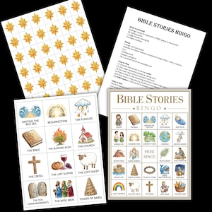 Bible Stories Bingo Game Printable; Sunday School Bingo Game; Sunday ...