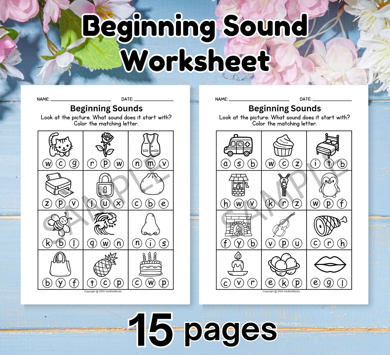 15-page Beginning Sound Worksheets; Prek Learning; Kindergarteners ...
