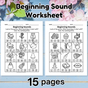 15-page Beginning Sound Worksheets; Prek Learning; Kindergarteners ...