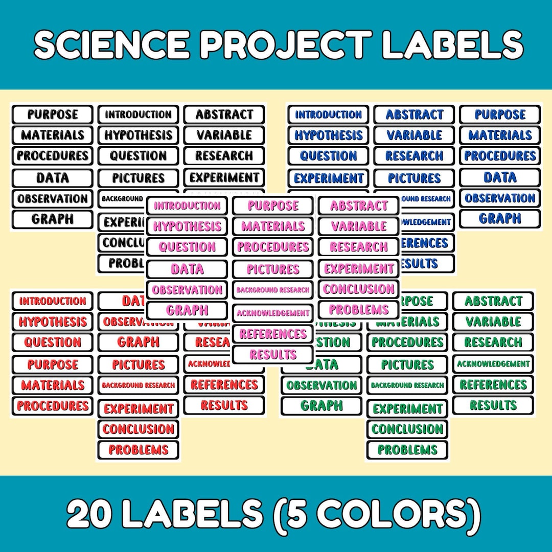 Science Fair Project Labels: 20 Printable Scientific Method Labels (PDF ...
