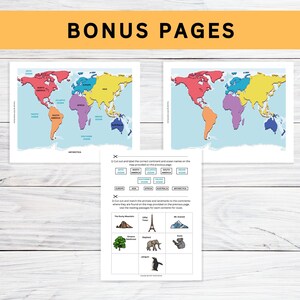 7 Continents and 5 Oceans Reading Comprehension Worksheets; Geography ...