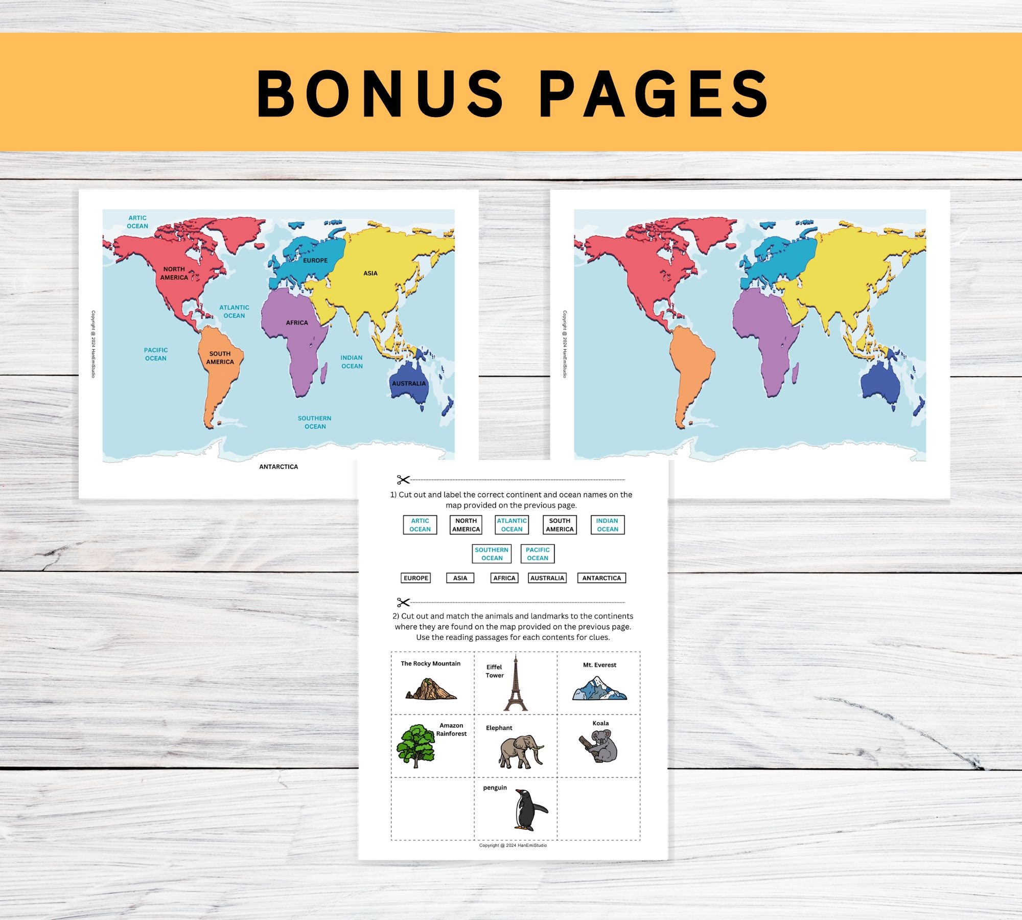 7 Continents and 5 Oceans Reading Comprehension Worksheets; Geography ...
