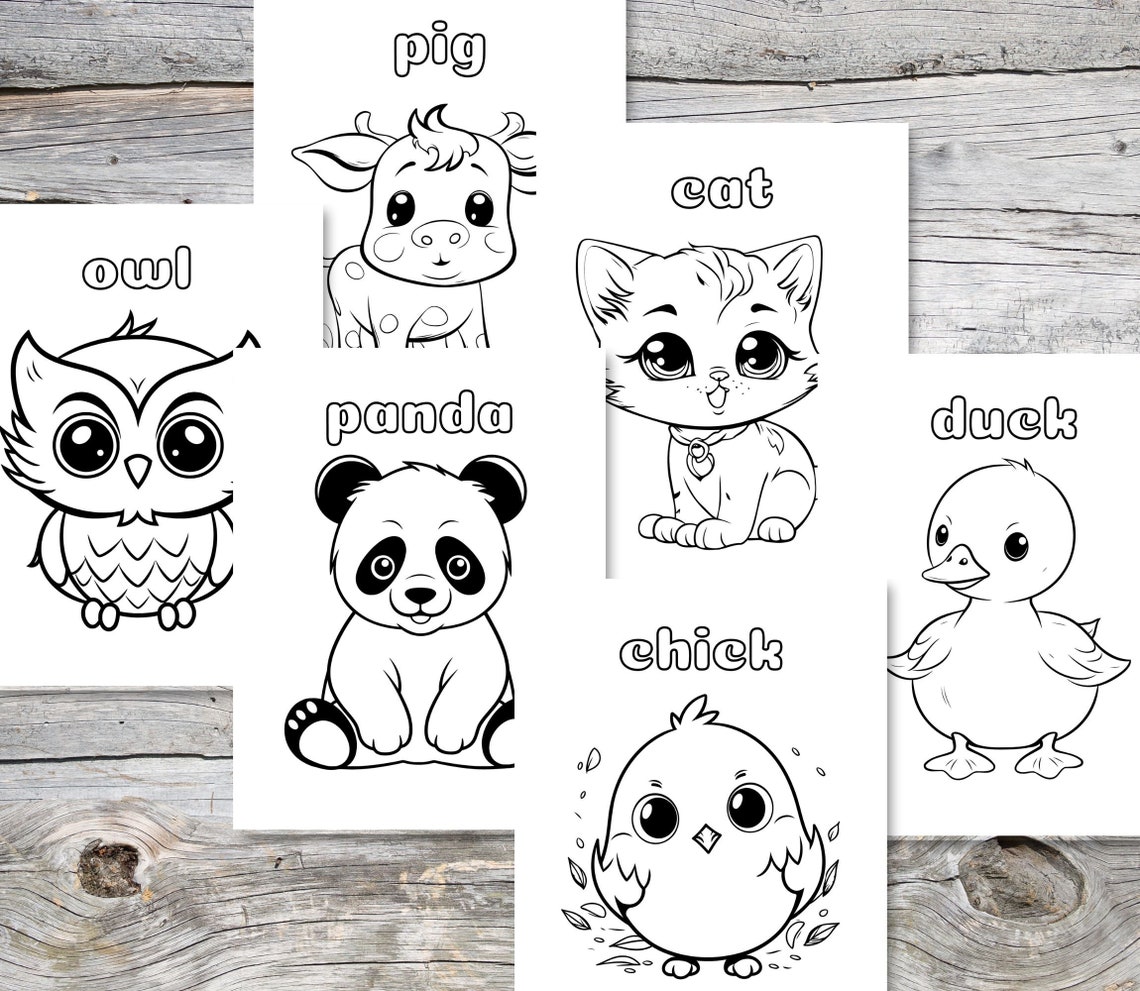 30 Animal Coloring Page for Kids; Printable Coloring Book; Kids ...