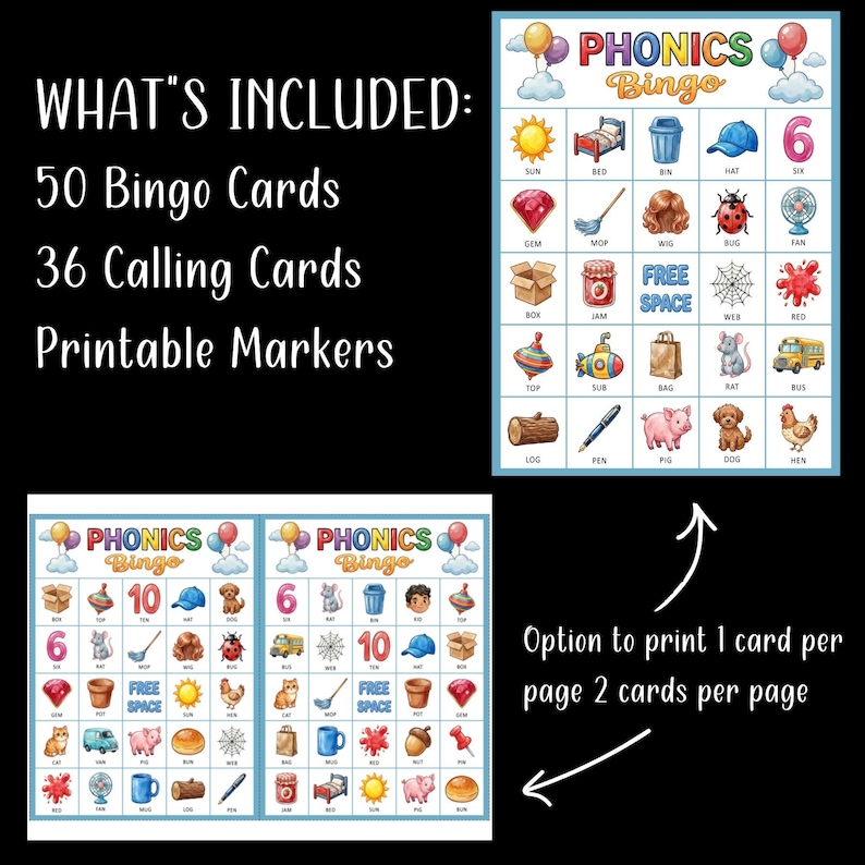 Phonics Bingo Game Printable; CVC Worksheets; Kindergarten Literacy ...
