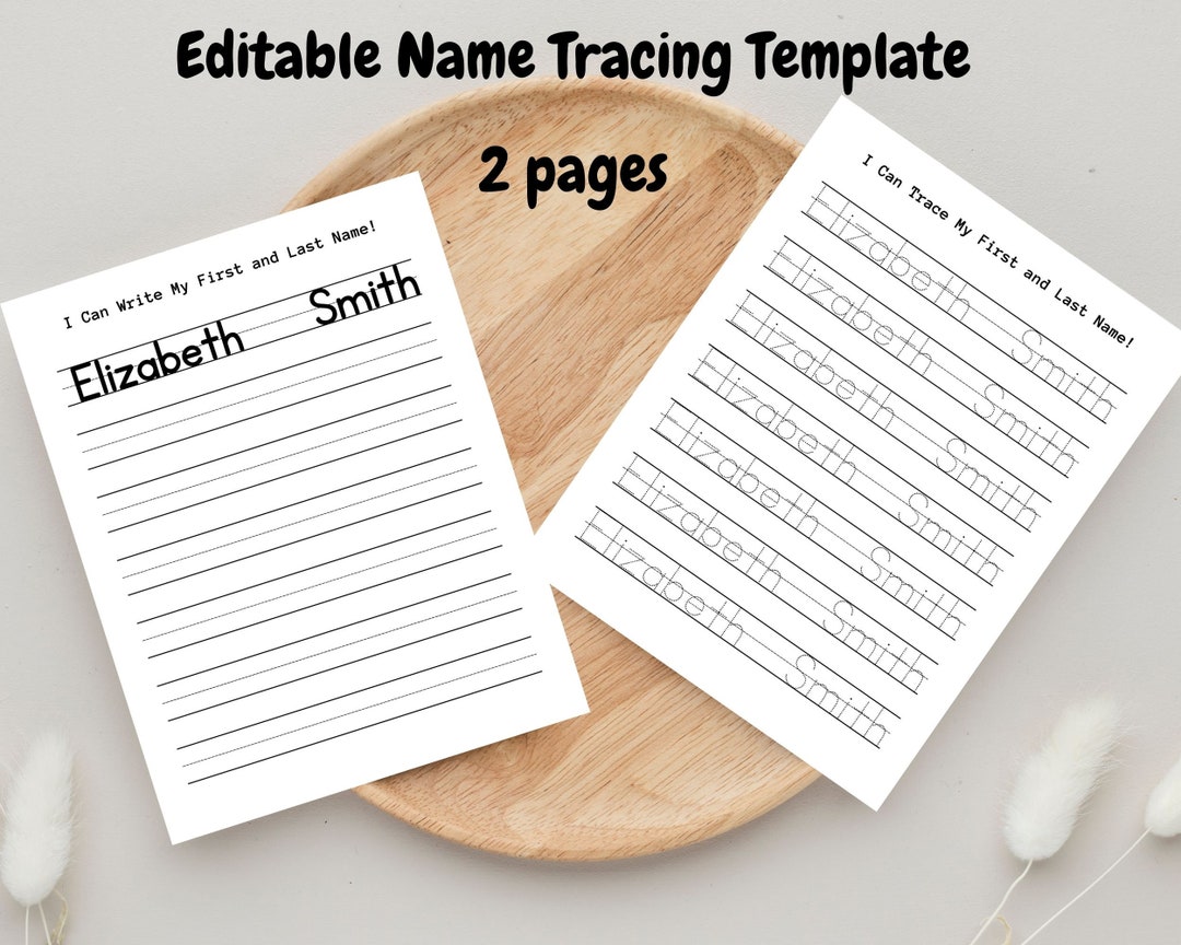 EDITABLE Name Tracing Worksheet via Canva, Editable Template ...