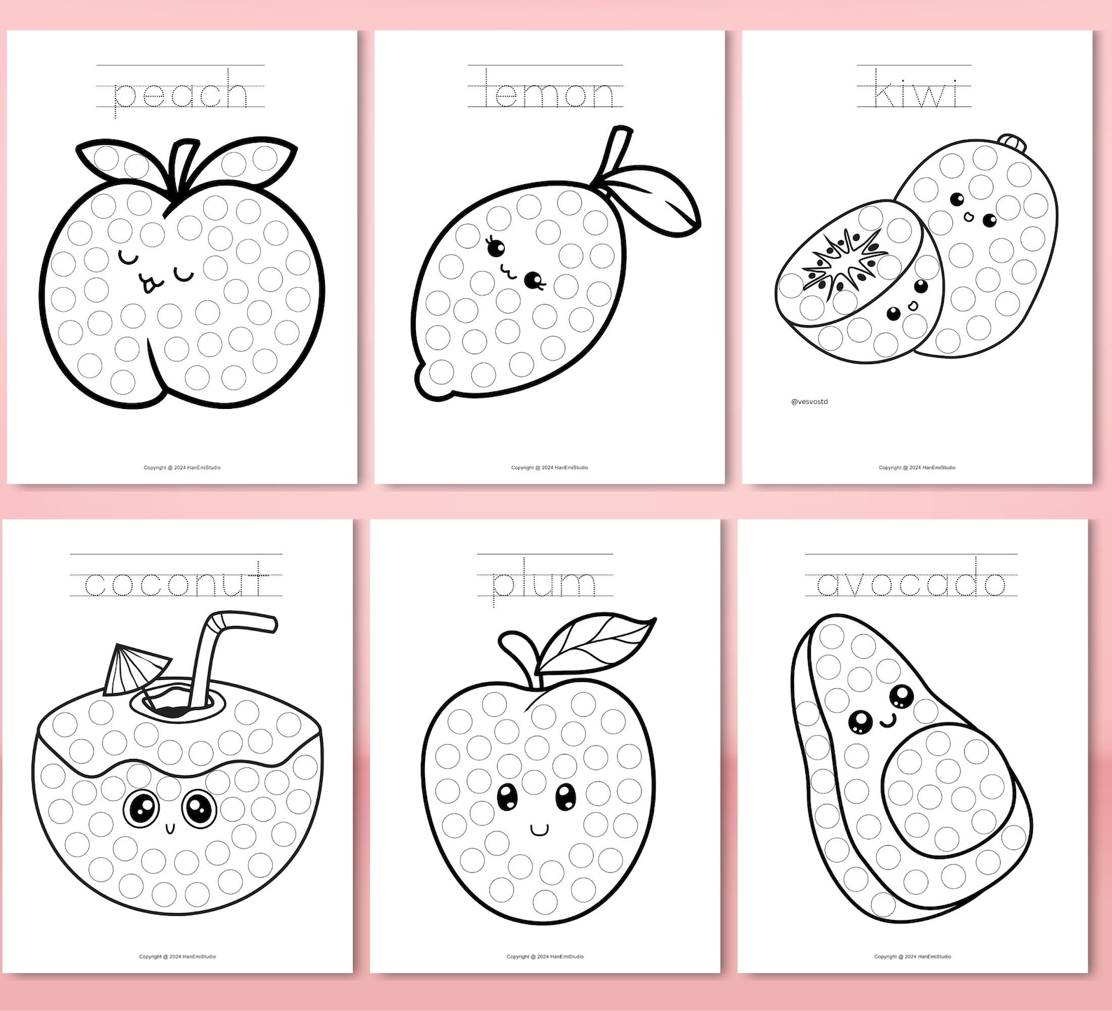15-page Fruits Dot Marker Worksheets for Kids Printable Coloring Book ...