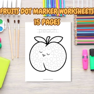 15-page Fruits Dot Marker Worksheets for Kids Printable Coloring Book ...