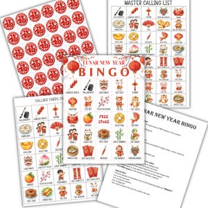 Lunar New Year Bingo Printable; Chinese New Year Party Game; Chinese ...