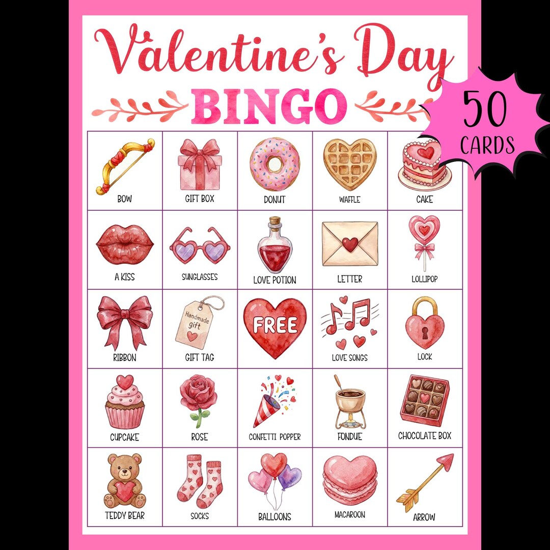Valentine's Day Bingo Game for Kids; Printable Classroom Party Activity ...