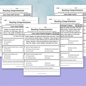 20 Reading Comprehension Worksheets About Professions for Ages 5-7 ...