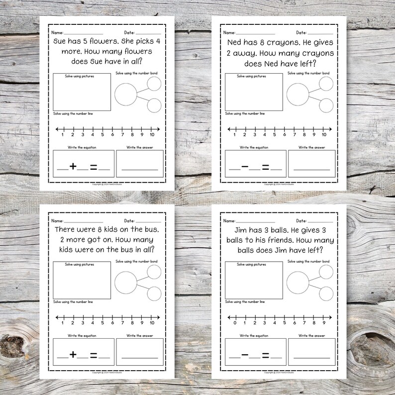 20-page Simple Word Problems 1st Graders; Number Line Additions; Math ...