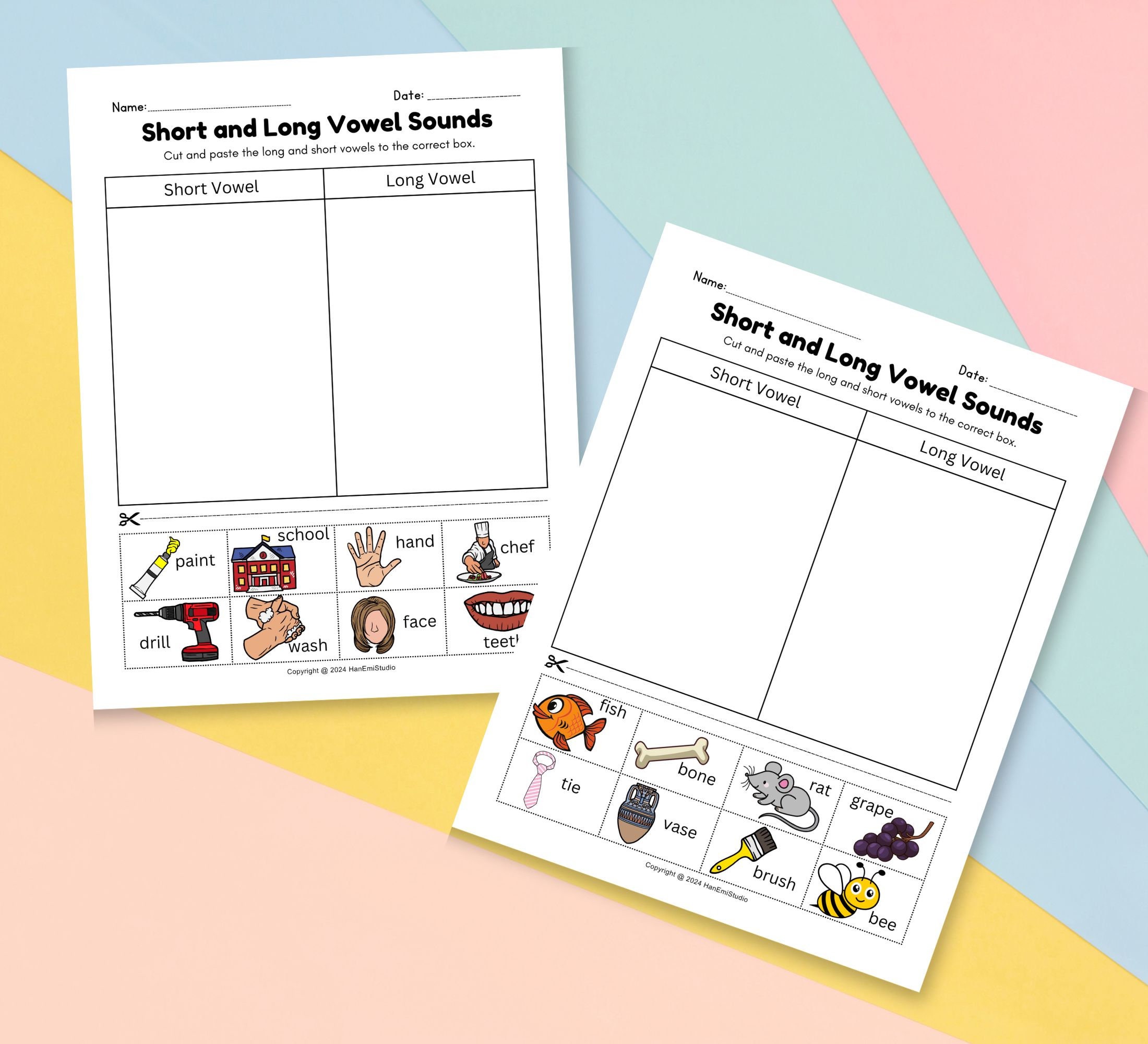 10 Page Short and Long Vowel Sorting Worksheets; Vowel Sorting ...