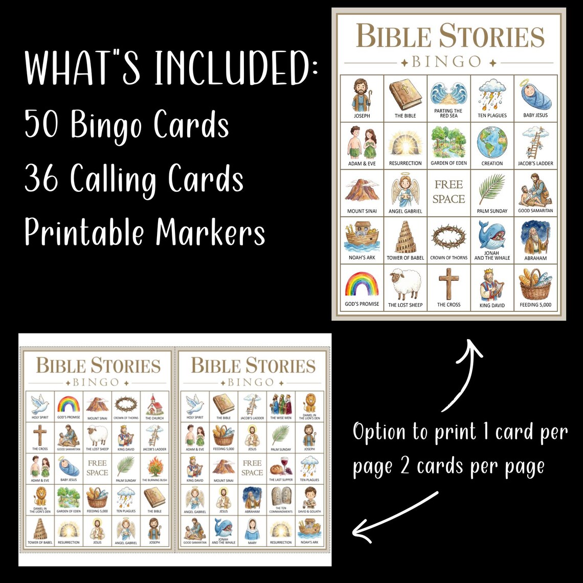 Bible Stories Bingo Game Printable; Sunday School Bingo Game; Sunday ...