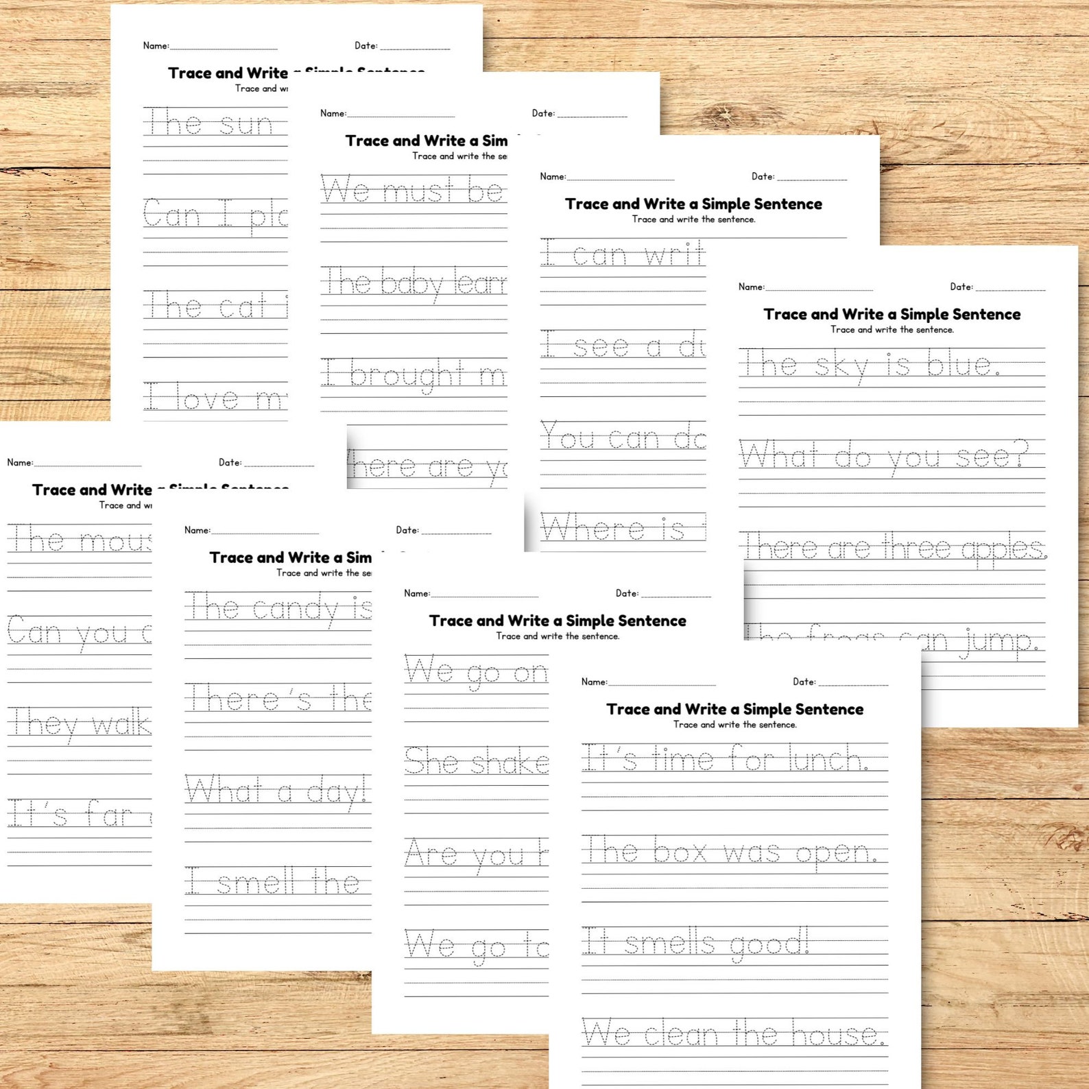 25 Page Tracing and Writing Worksheets for Ages 5-7; Sentence Building ...