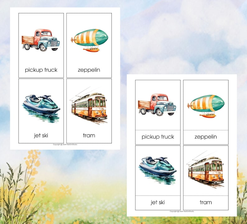 56 Transportation Vocabulary Flashcards for Kids; Kids Learning Flash ...