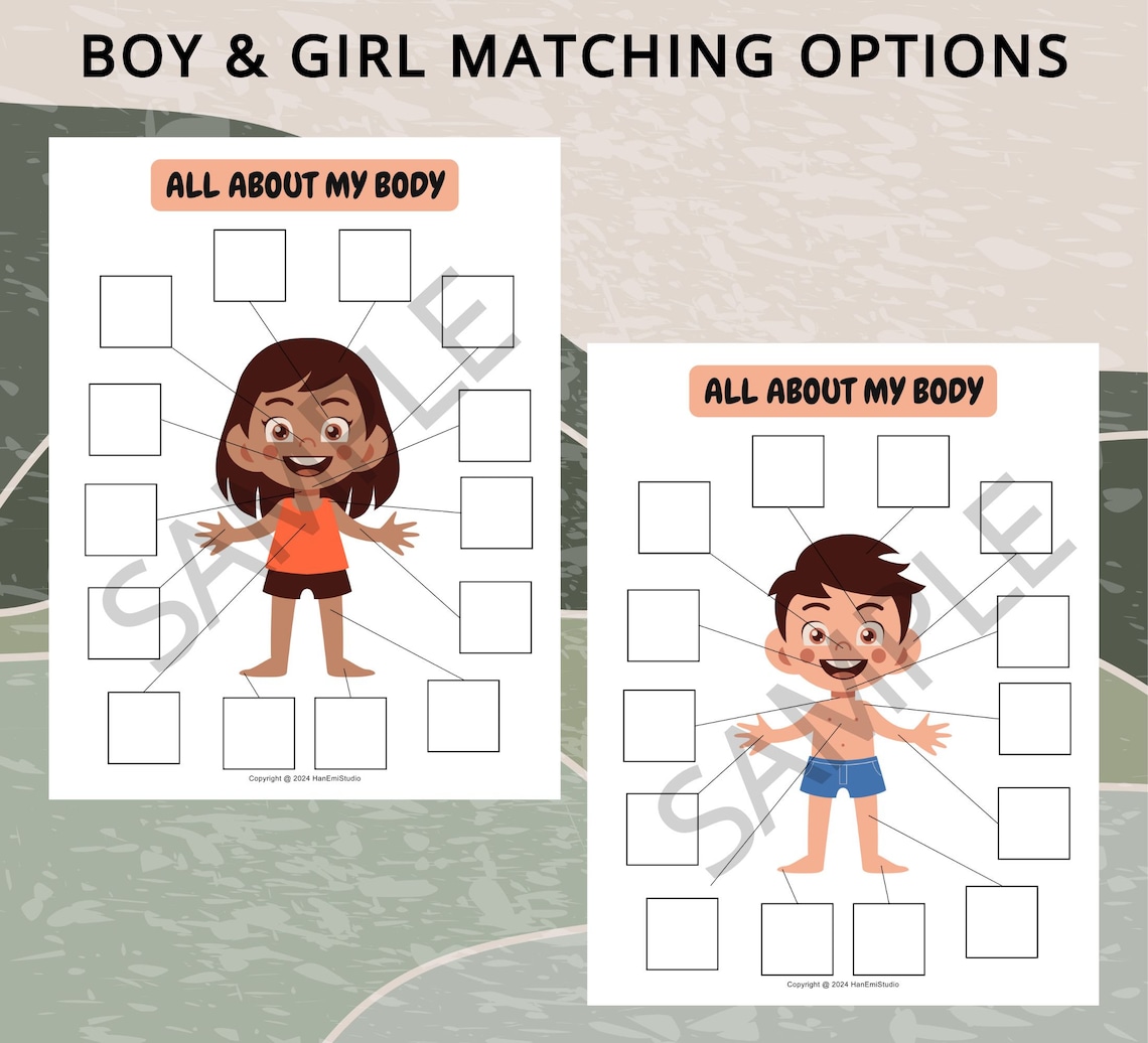 EDITABLE Body Part Matching Activity via Canva; Body Part Worksheet; I ...