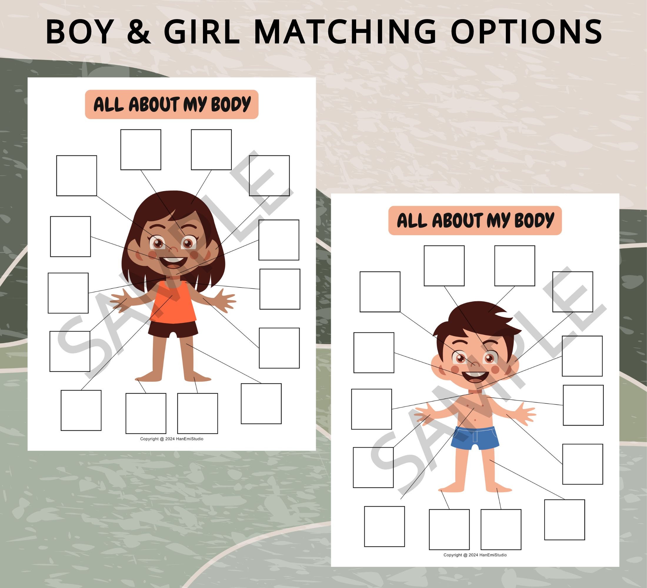 EDITABLE Body Part Matching Activity via Canva; Body Part Worksheet; I ...