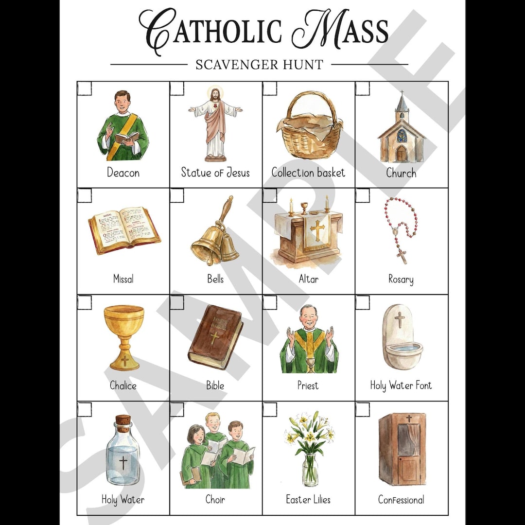 Catholic Mass Scavenger Hunt Game; Printable Church Activity; Faith ...