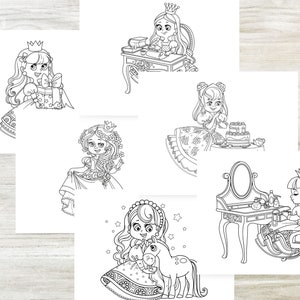 50 Princess Coloring Page for Kids; Printable Coloring Book; Kids ...