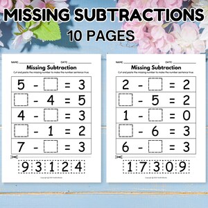 10-page Missing Subtraction Worksheets Numbers 1 - 10; Preschool Math ...