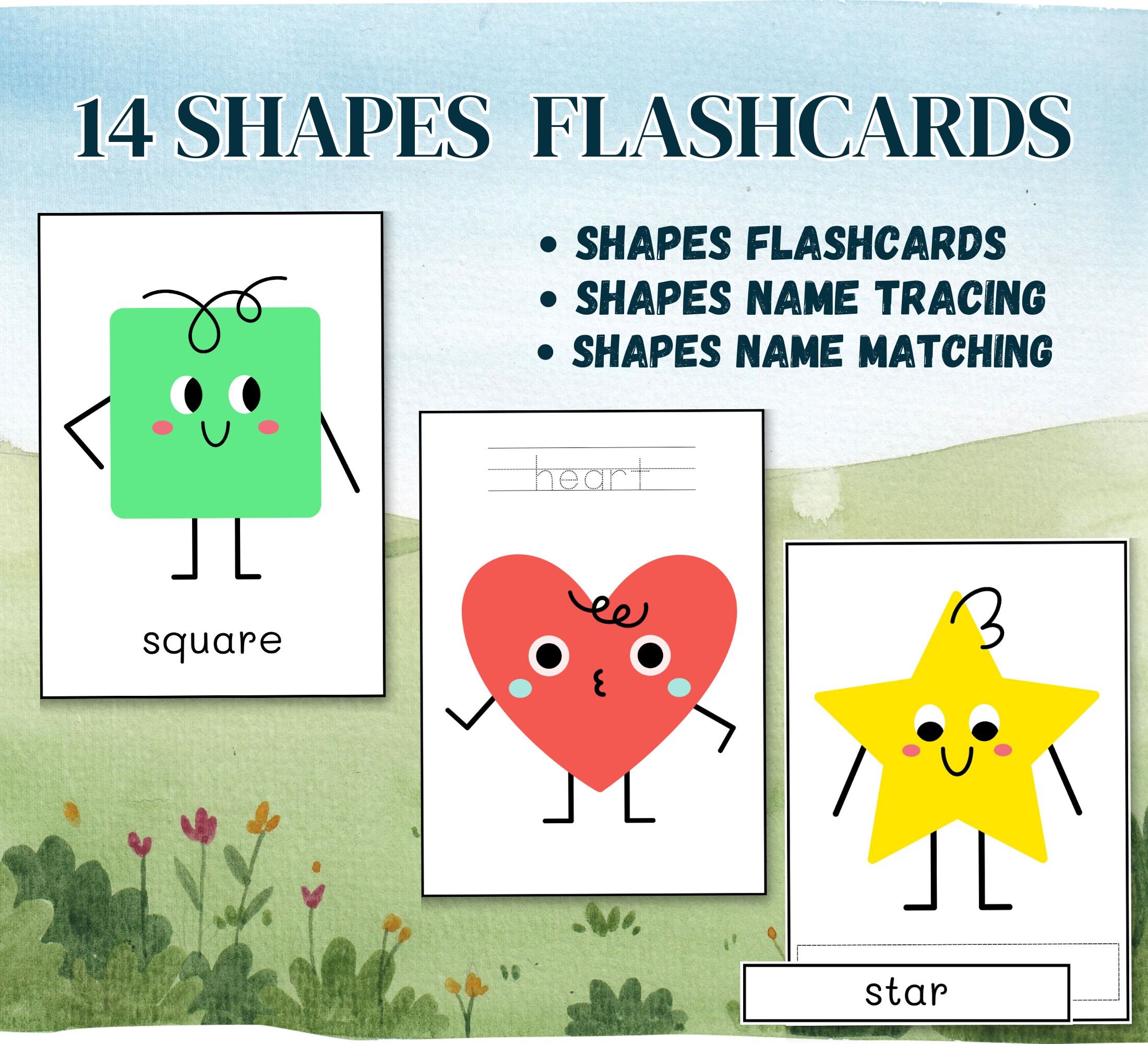 14 Shapes Flashcards for Kids; Kids Learning Flash Cards; Preschool ...