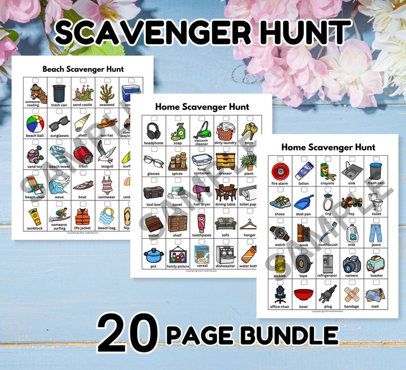 20 Page Scavenger Hunt Bundle; Scavenger Hunt for Kids; Nature ...