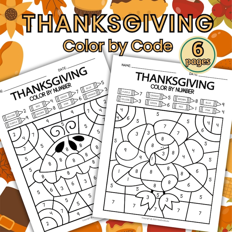 Thanksgiving Color by Number (1 – 10); Thanksgiving Math; Coloring Page ...