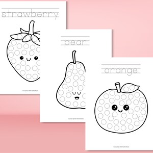 15-page Fruits Dot Marker Worksheets for Kids Printable Coloring Book ...