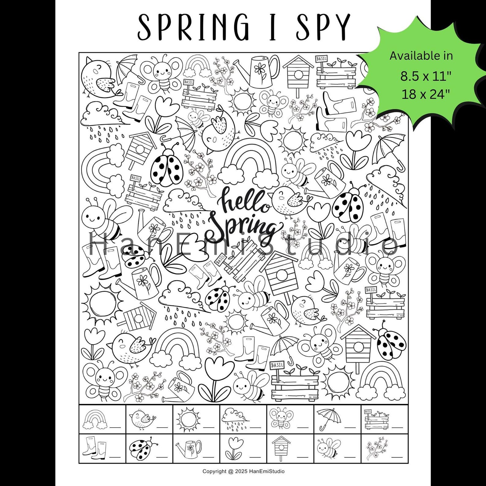 Spring I Spy Game Printable; Search and Find Activity for Kids; Spring ...