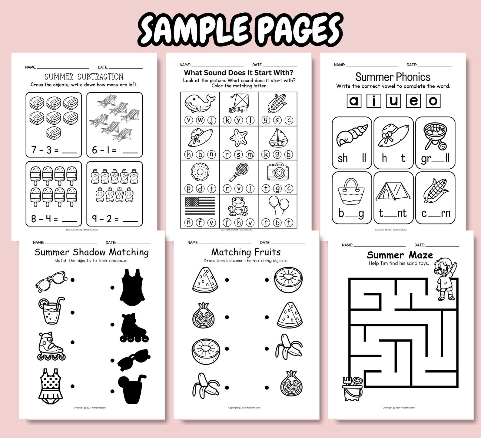 Preschool Learning Bundle; 70 Pages; Prek Workbook; Summer Learning ...