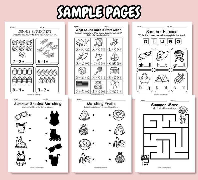 Preschool Learning Bundle; 70 Pages; Prek Workbook; Summer Learning ...