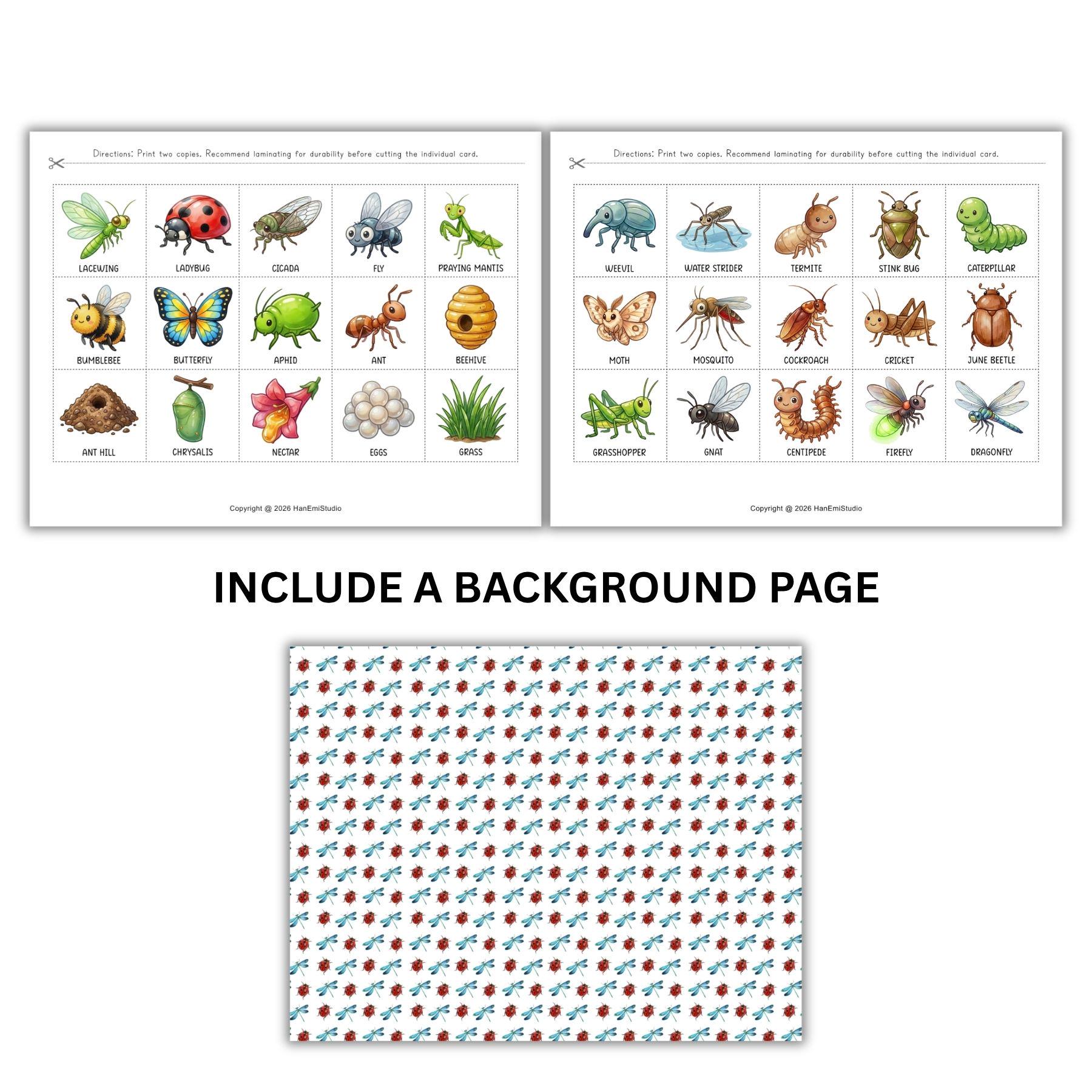 Insects Memory Game Printable; Bug Matching Cards for Kids; Spring ...