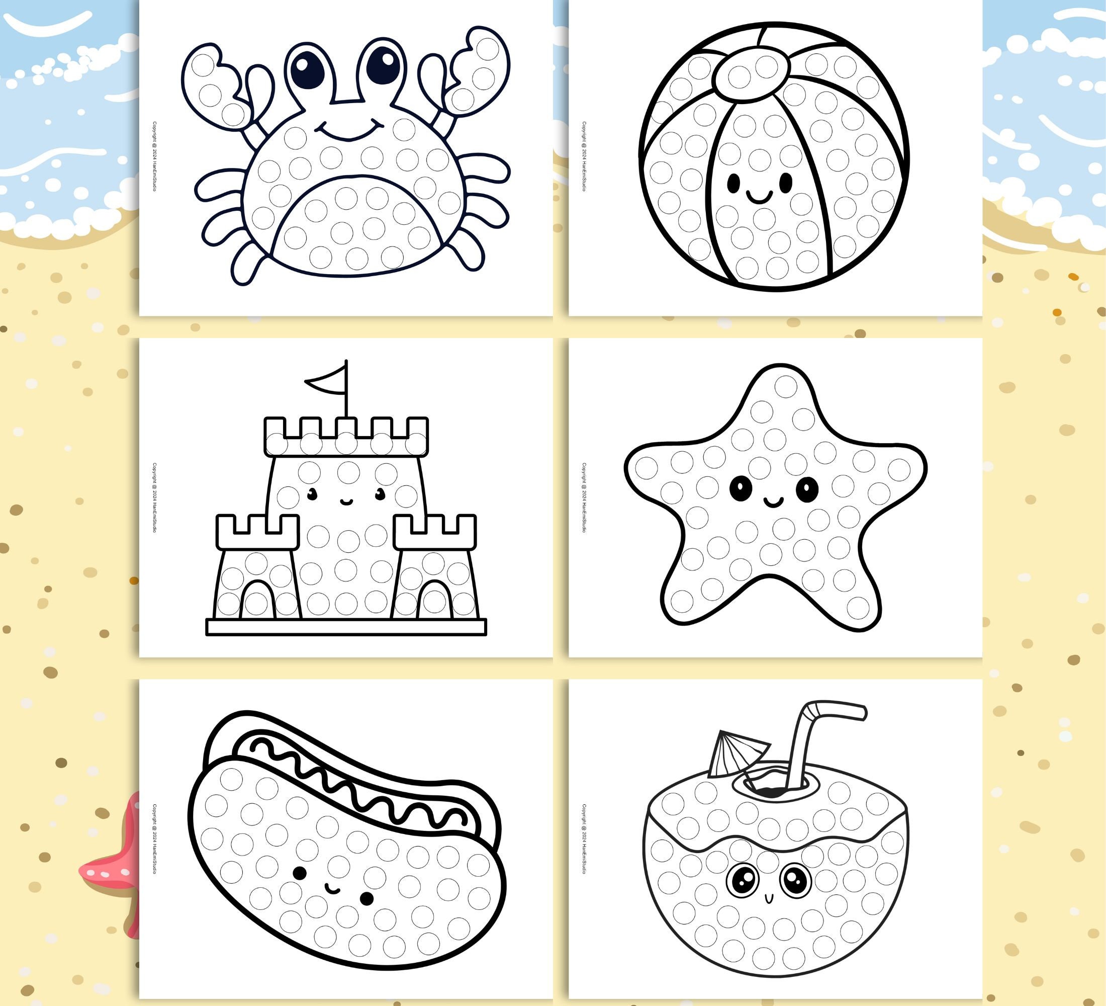 30-page Summer Dot Marker Worksheets for Kids; Summer Do-a-dot ...
