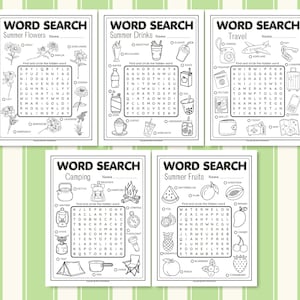10-page Summer Word Search for Kids; Printable Word Search Pages; Kids ...