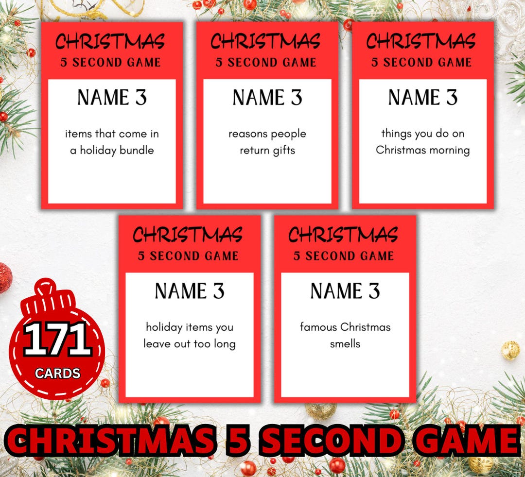 Christmas 5 Second Rule Game; Printable Christmas Game; Printable Party ...