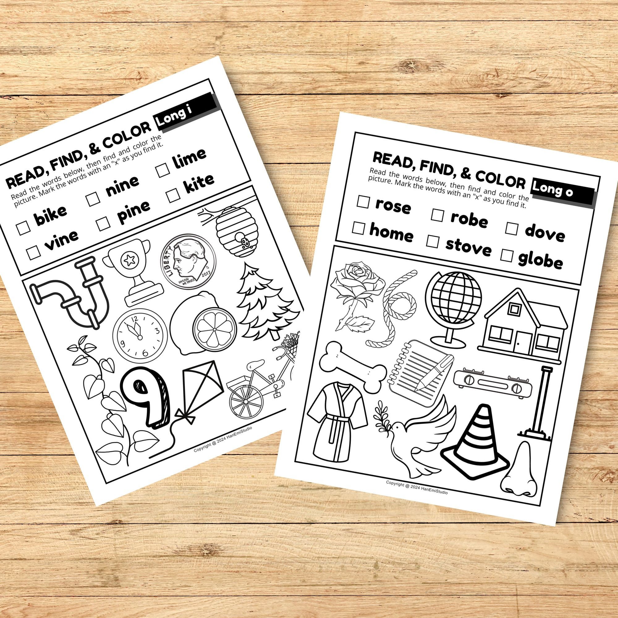 10 Page Read Find Color Short and Long Vowels; 4 – 6 Years Old; Prek ...