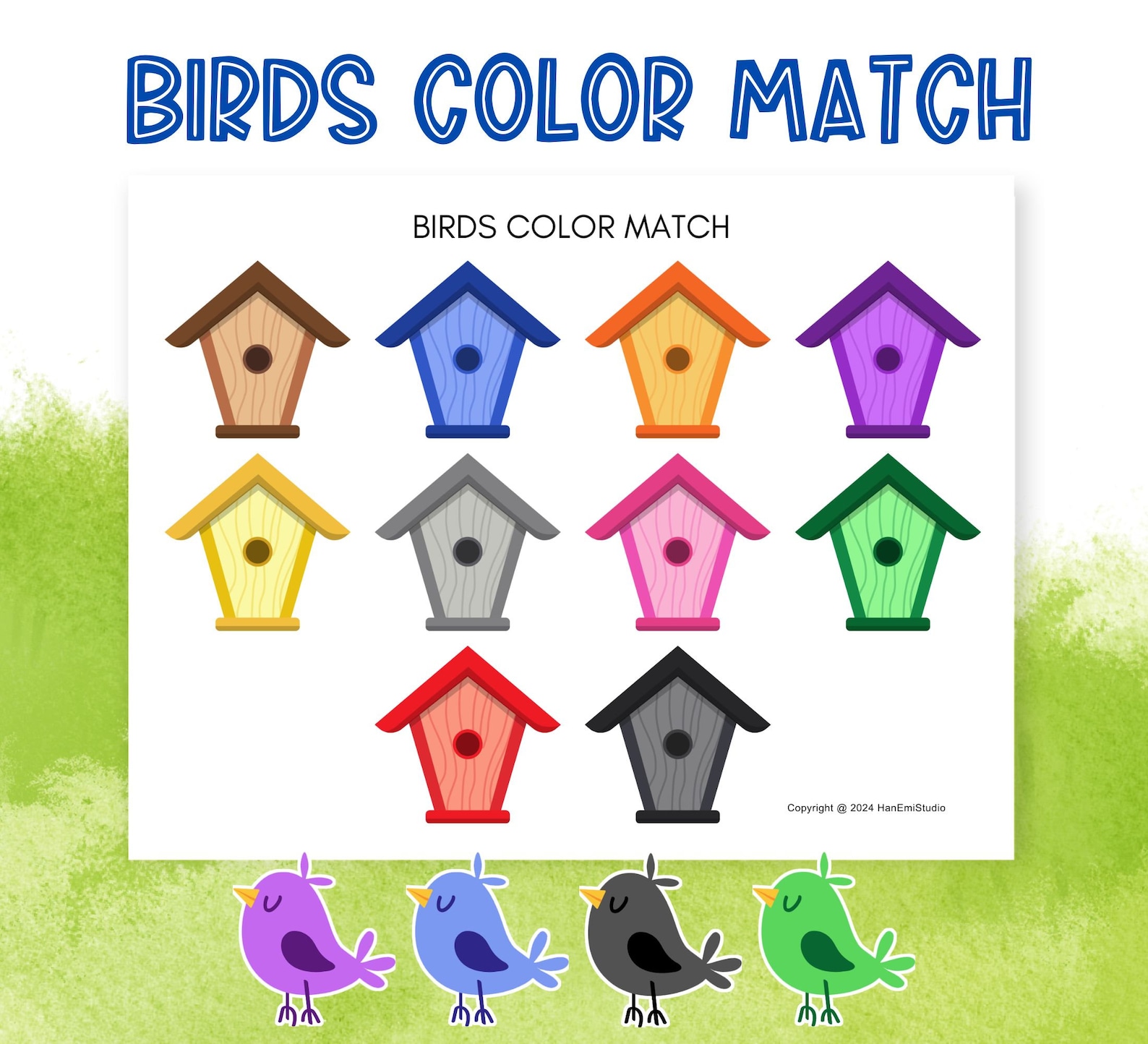 Bird Color Matching Activity for Kids; Color Match; Prek Learning ...