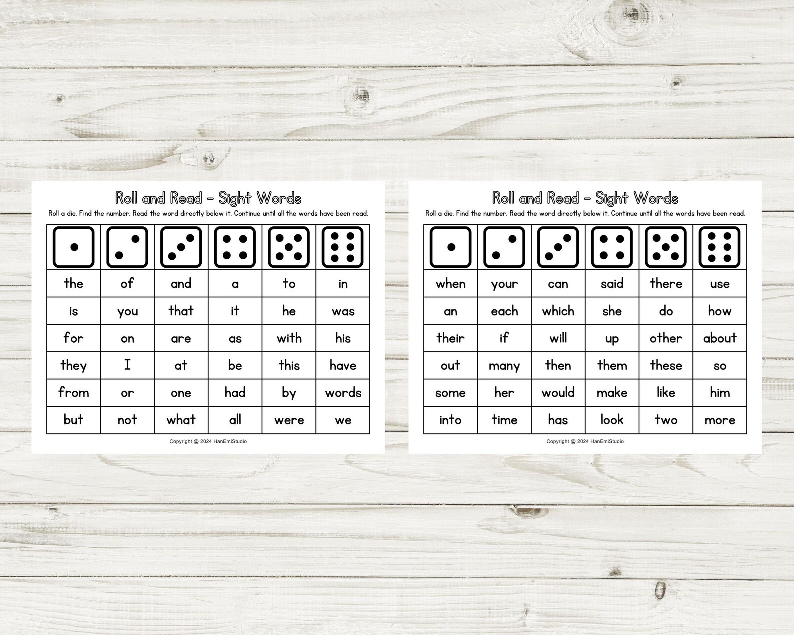 Roll and Read Sight Words Game - First 350 Fry Sight Words (10 Pages ...