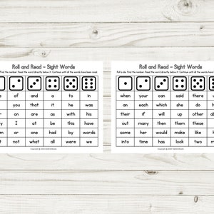 Roll and Read Sight Words Game - First 350 Fry Sight Words (10 Pages ...