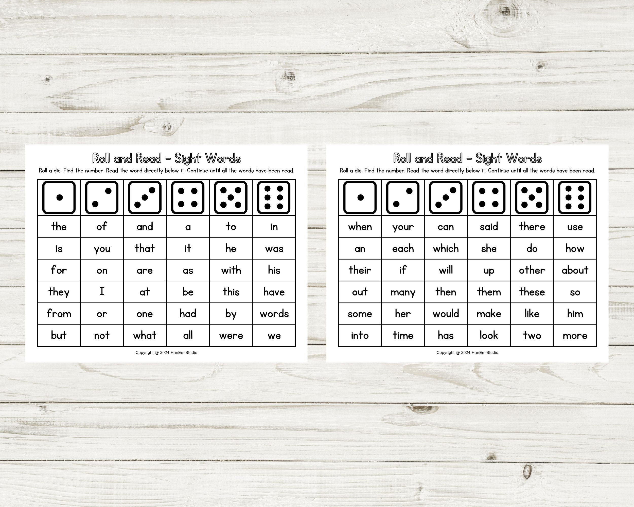 Roll and Read Sight Words Game - First 350 Fry Sight Words (10 Pages ...